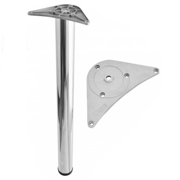 Adjustable Furniture Leg 710mm ZnAl Mounting Plate Chrome