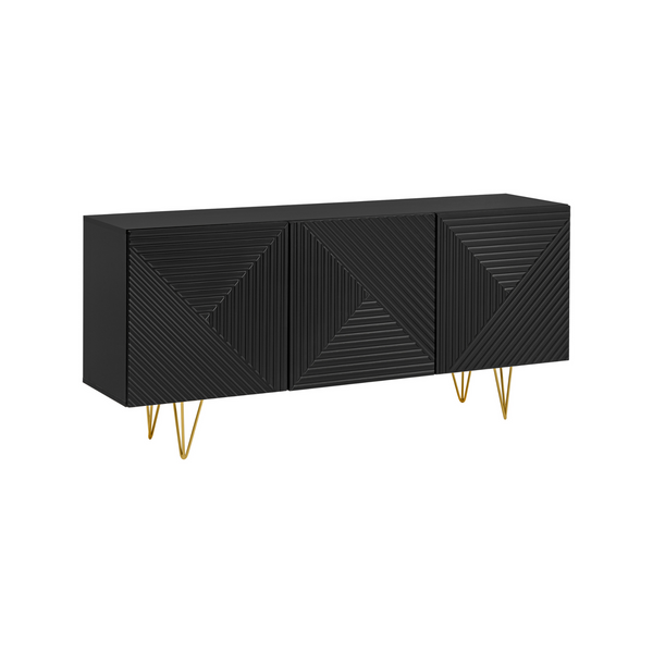 PYRAMID - Sideboard with 3D Milled MDF Fronts/Doors - Black Matt - Furnica