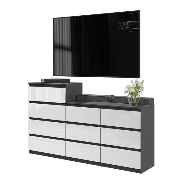 GABRIEL - Chest of 10 Drawers (6+4) - Bedroom Dresser Storage Cabinet ...