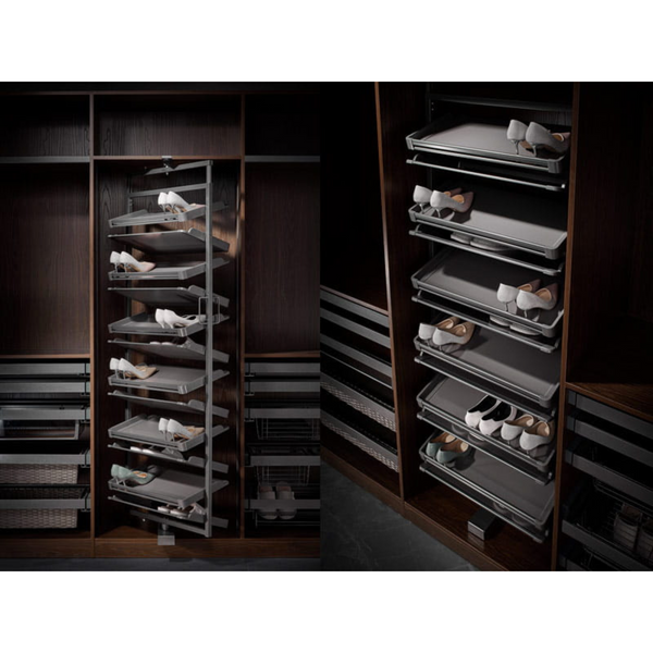 Rotary shoe basket (12 shelves) - White - Furnica