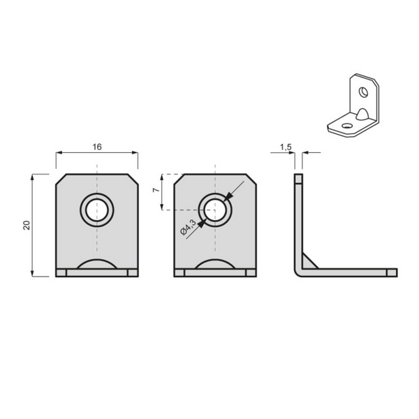 Metal Furniture Angle Bracket - Steel - Furnica