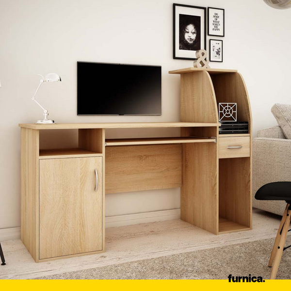 ROBIN - Computer Desk with 1 Drawer and 1 Door and Keyboard Tray ...