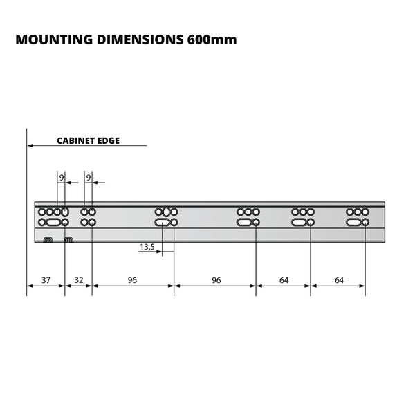 Soft-Close Concealed Undermount Drawer Runners, Full Extension - 600mm ...