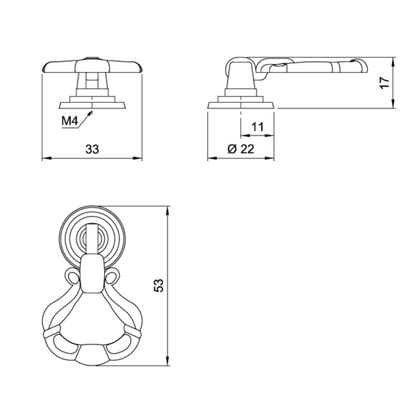 Vintage Hanging Handle - Ø22mm - Antique Brass - Furnica