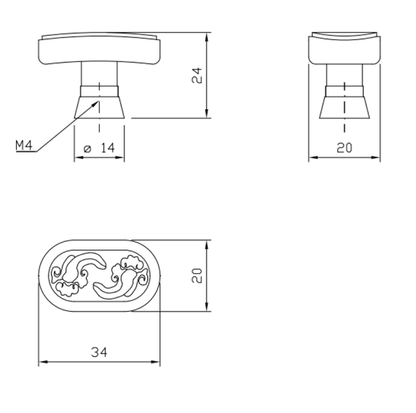 Vintage Cabinet Knob - Capsule Shape - 34mm x 20mm - Antique Brass ...