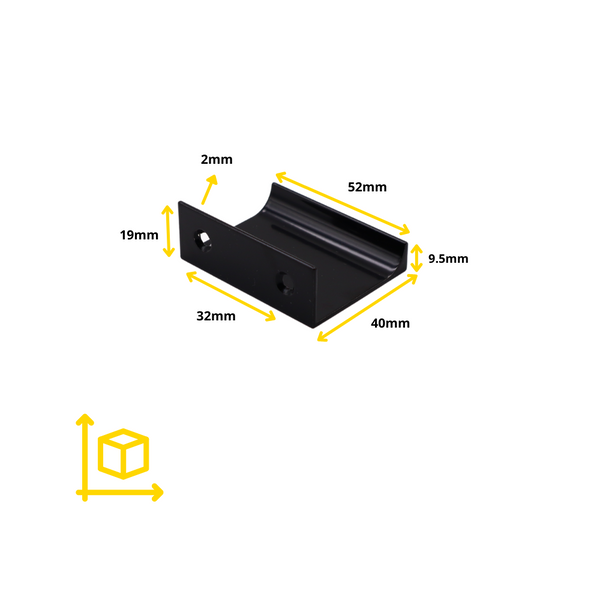 Edge Grip Profile Handle 32mm (52mm total length) - Black ﻿ - Furnica