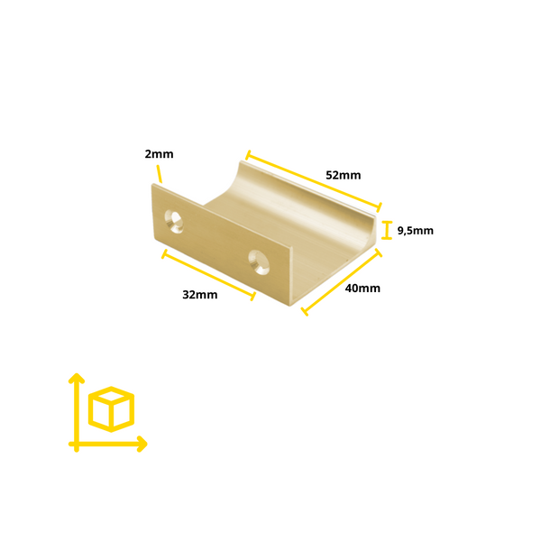Edge Grip Profile Handle 32mm (52mm total length) - Gold - Furnica