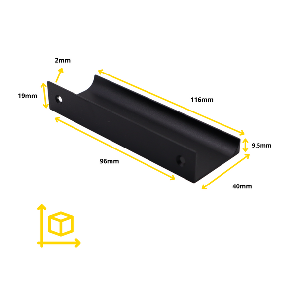 Edge Grip Profile Handle, Black, HC 32/96/128mm - Furnica