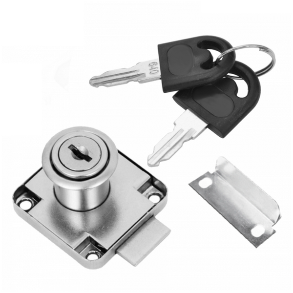 Furniture Lock 19x22mm, Identical Key Version, Nickel - Furnica