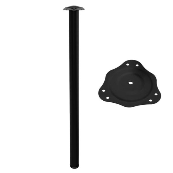 Adjustable Furniture Leg 1100mm - Steel Mounting Plate - Black - Furnica