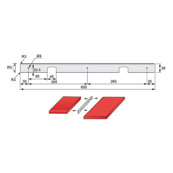 Angle Strip for 38mm Worktop R-3 - Furnica