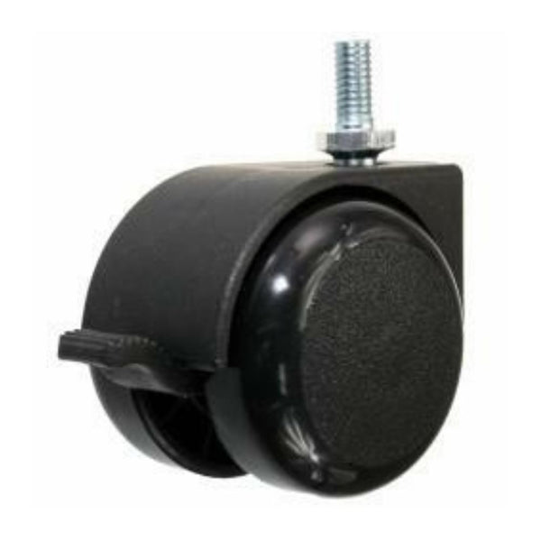 Furniture plastic swivel wheel with thread and brake Ø50mm - Furnica