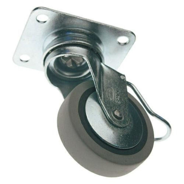 Rubber castor wheel with brake Ø60mm - Furnica