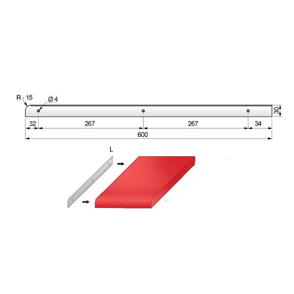 Side Strip for 28mm Worktop R-15, Silver Anodized - Furnica